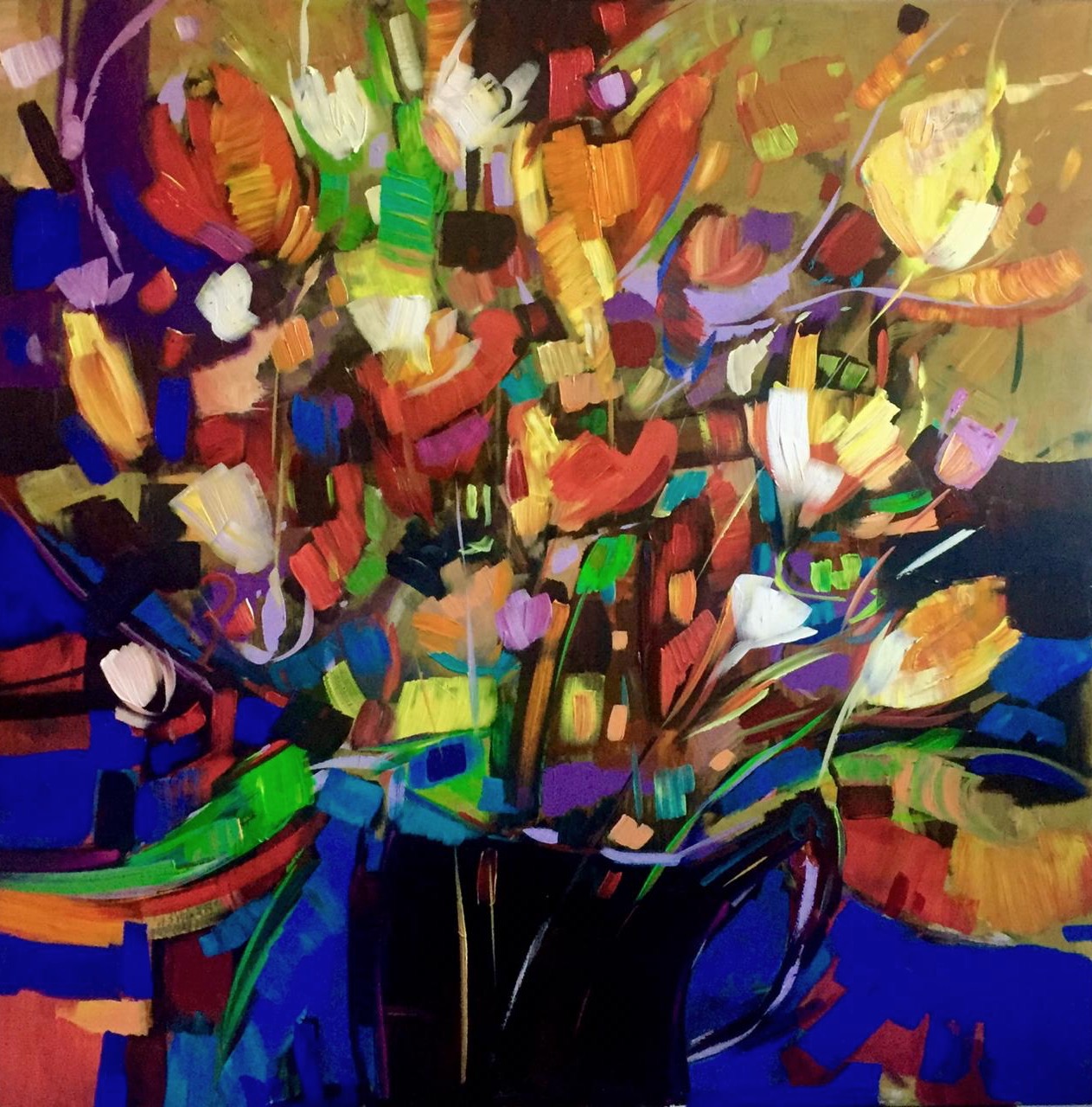 Benjamín Morales Dadá - Nuevas Flores - 100 x 100 cms - Galeria Boston